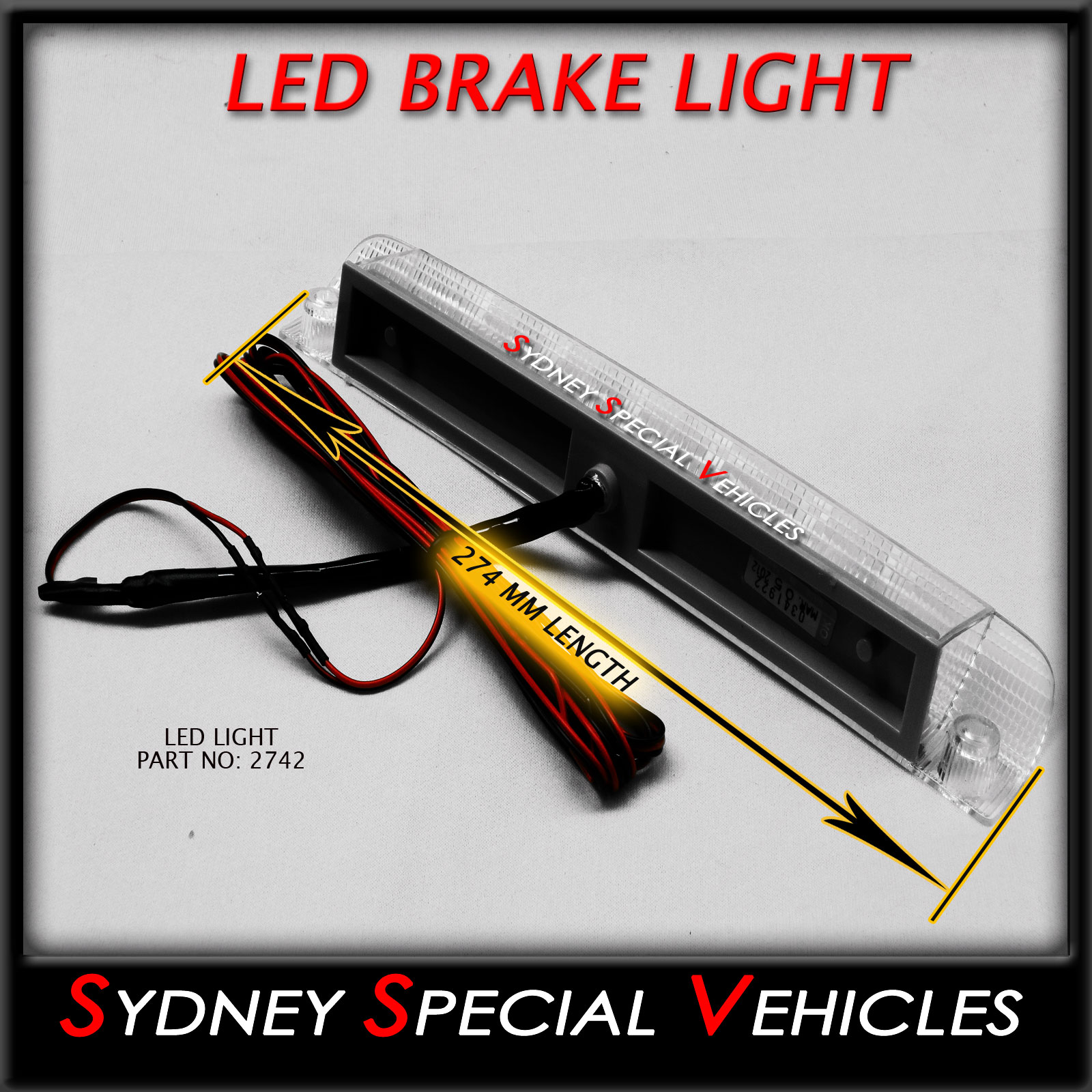 REPLACEMENT LED BRAKE LIGHT FOR REAR WING SPOILER 274 mm long
