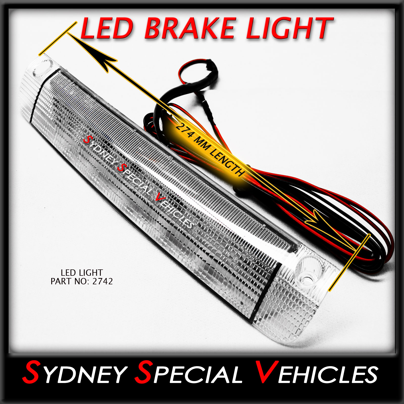 REPLACEMENT LED BRAKE LIGHT FOR REAR WING SPOILER 274 mm long